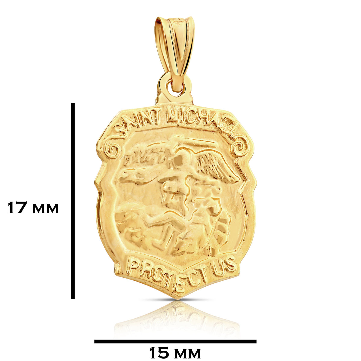 Genuine 14K Gold Saint Michael the Archangel Catholic Badge Pendant Gi ...