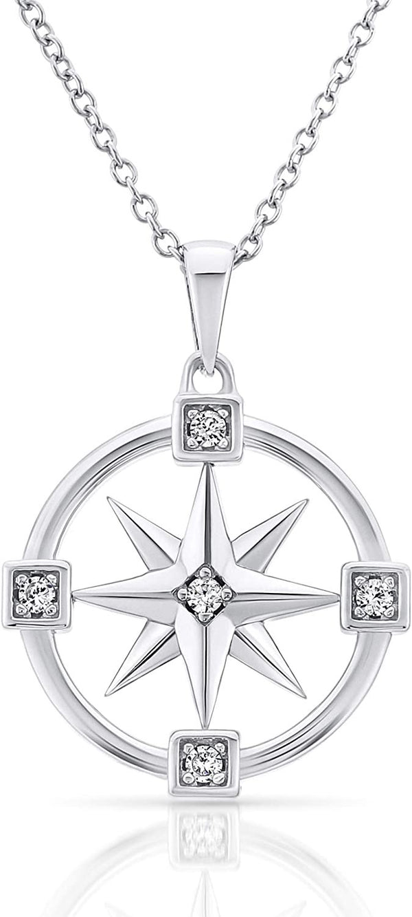 925 Solid Sterling Silver Compass Rose Necklace Gift for Her, On your ...